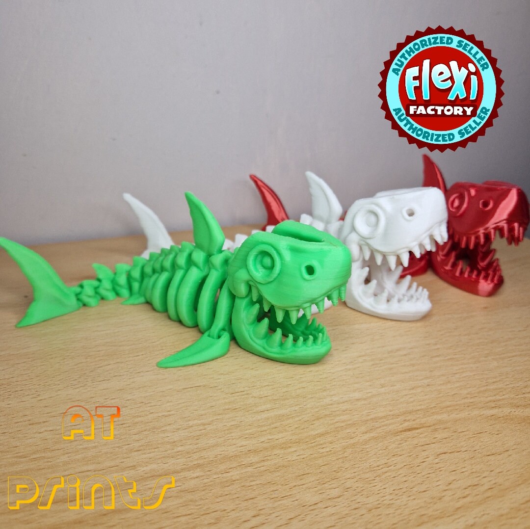 3d Printed Flexi Skeleton Shark Flexi Factory Desk Toy - Etsy