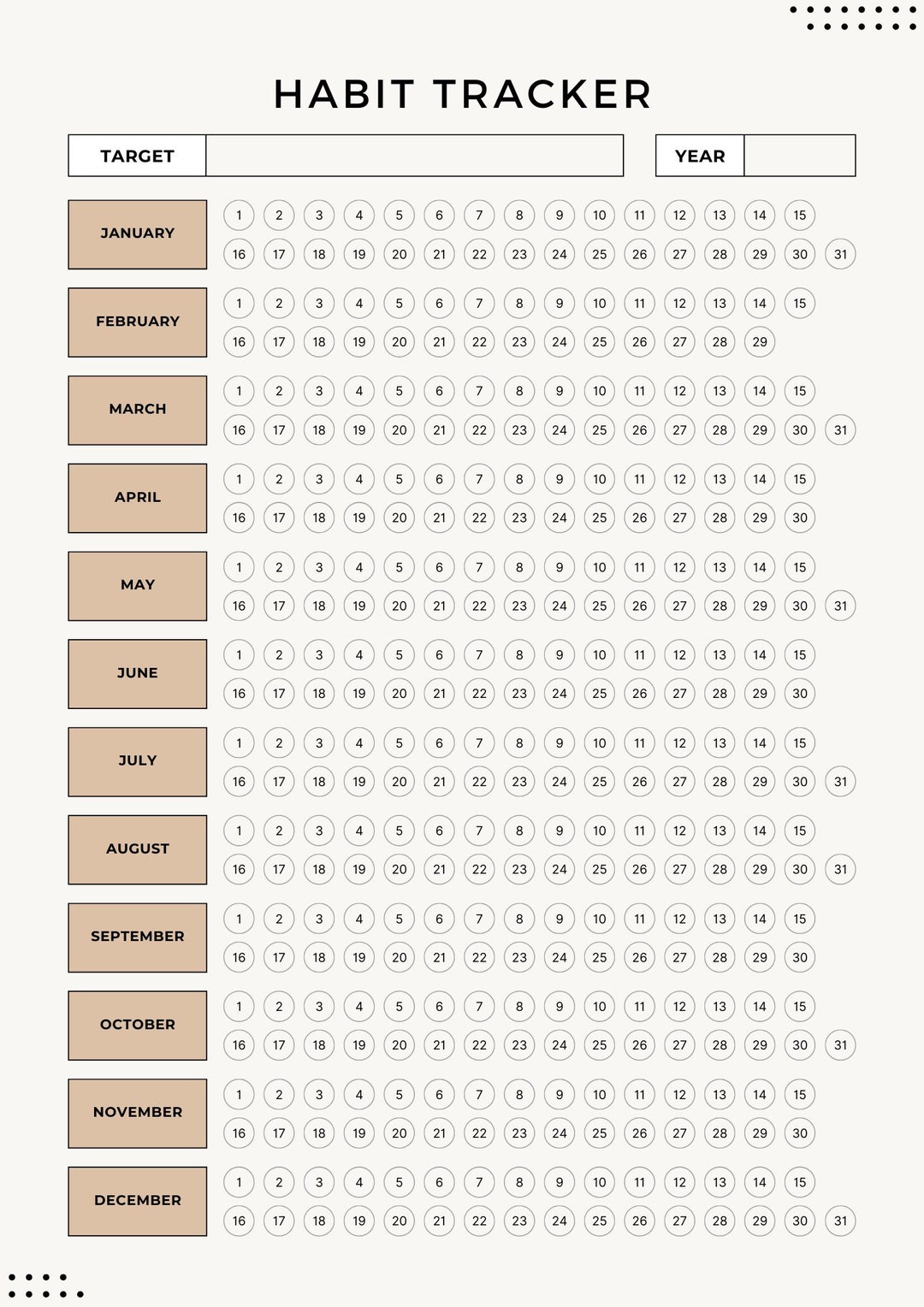 Habit Tracker Sheet - Etsy