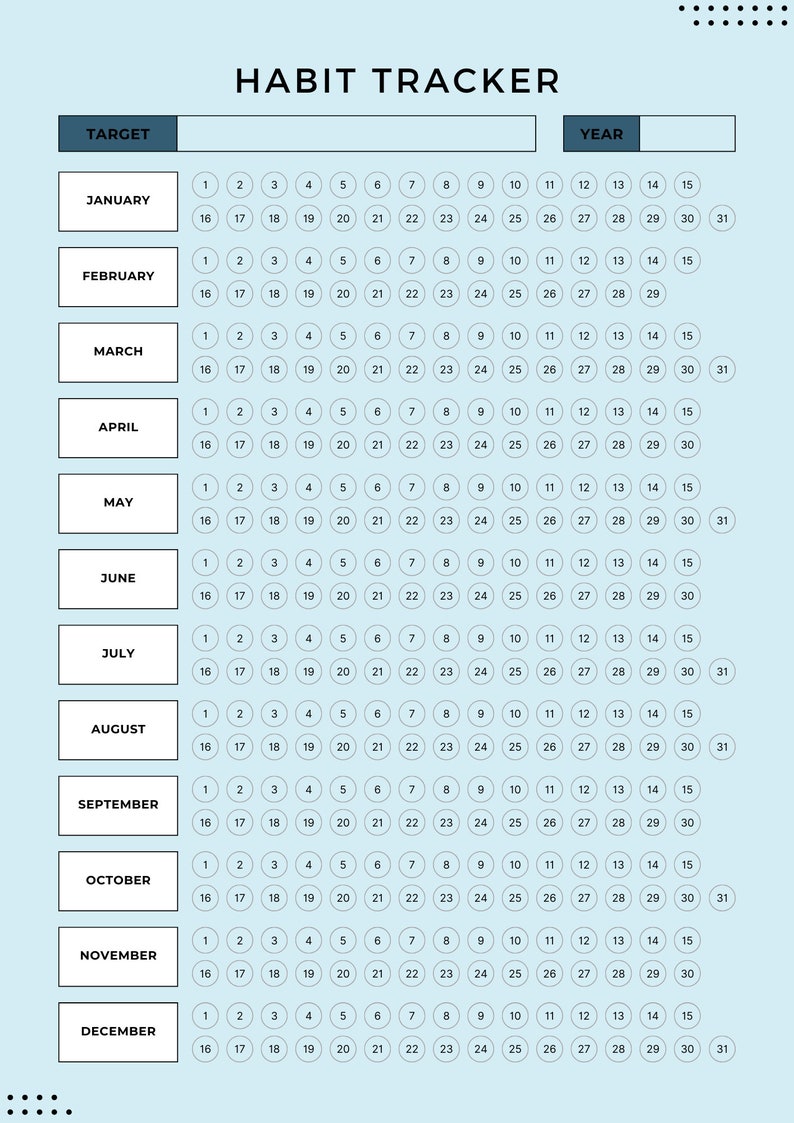 Habit Tracker Sheet - Etsy