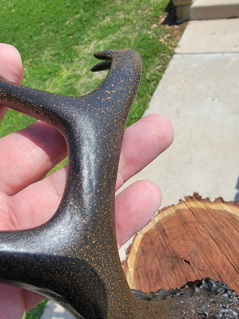 Antler Jewelry Holder, Metalized Whitetail Deer Antler on a Mesquite ...