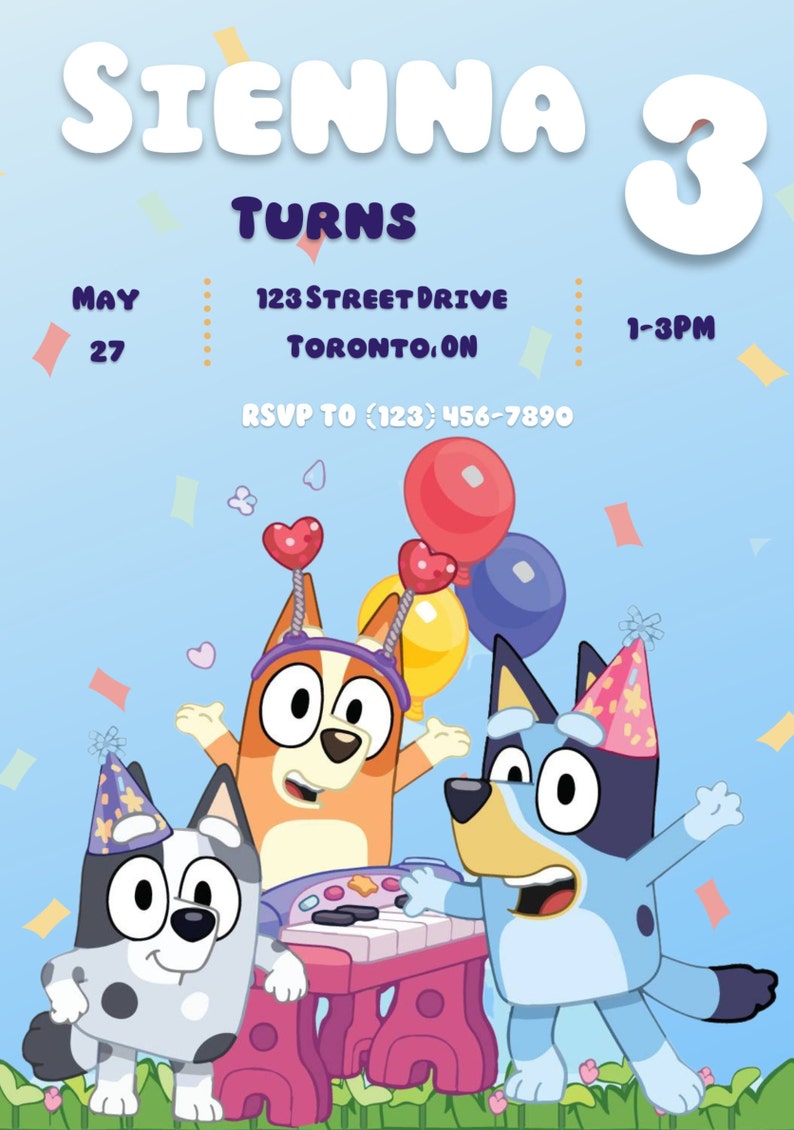 Bluey Birthday Invitation | Digital | Birthday Invitation | Birthday ...