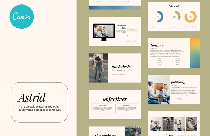 Astrid Creative Gradient Pitch Deck Presentation | CANVA - Etsy