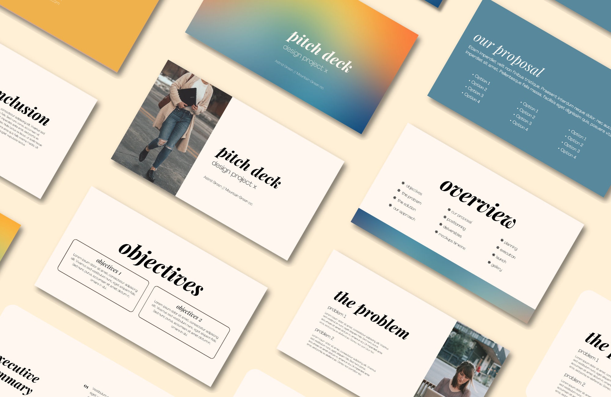 Astrid Creative Gradient Pitch Deck Presentation | CANVA - Etsy