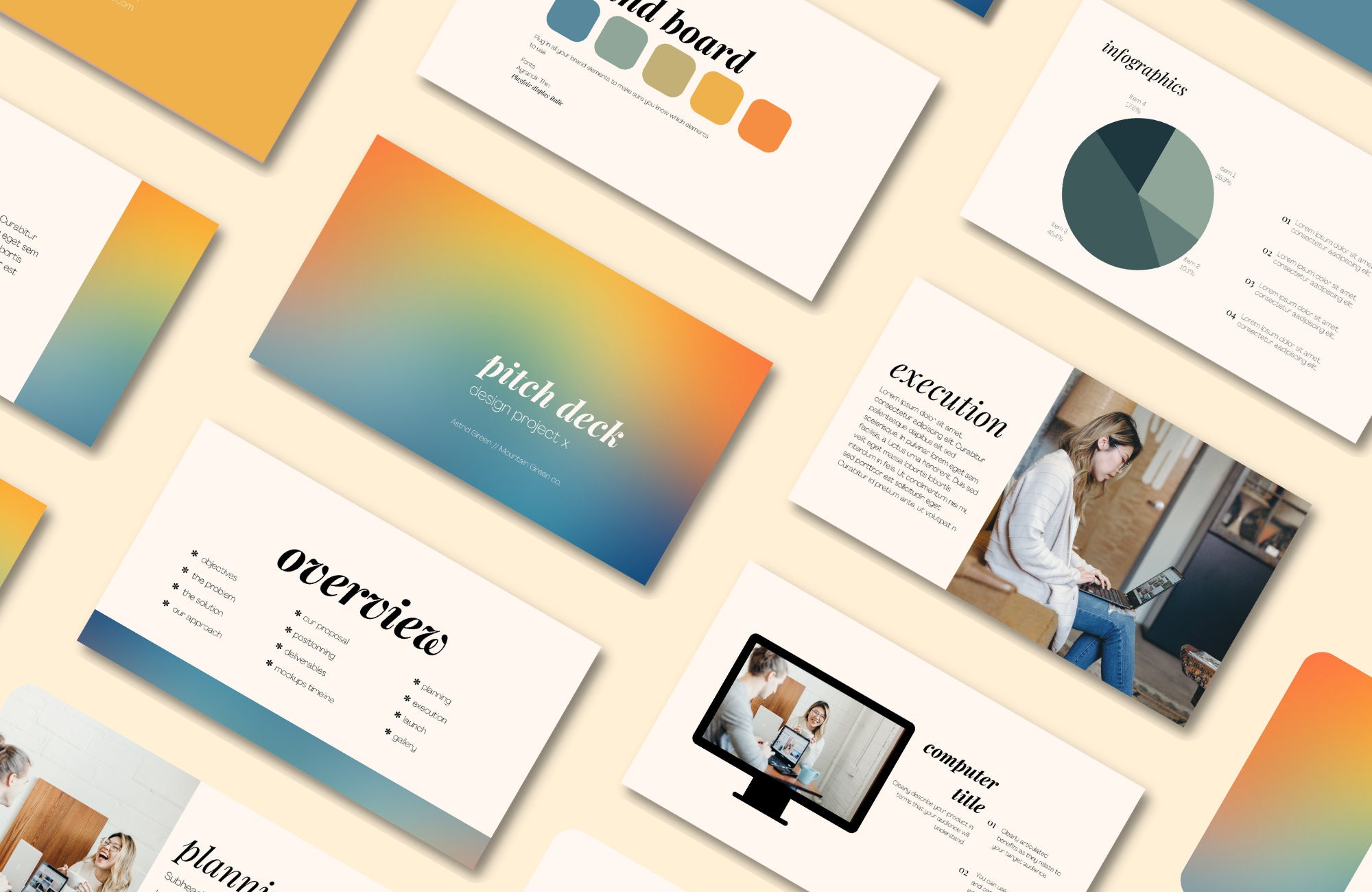 Astrid Creative Gradient Pitch Deck Presentation | CANVA - Etsy