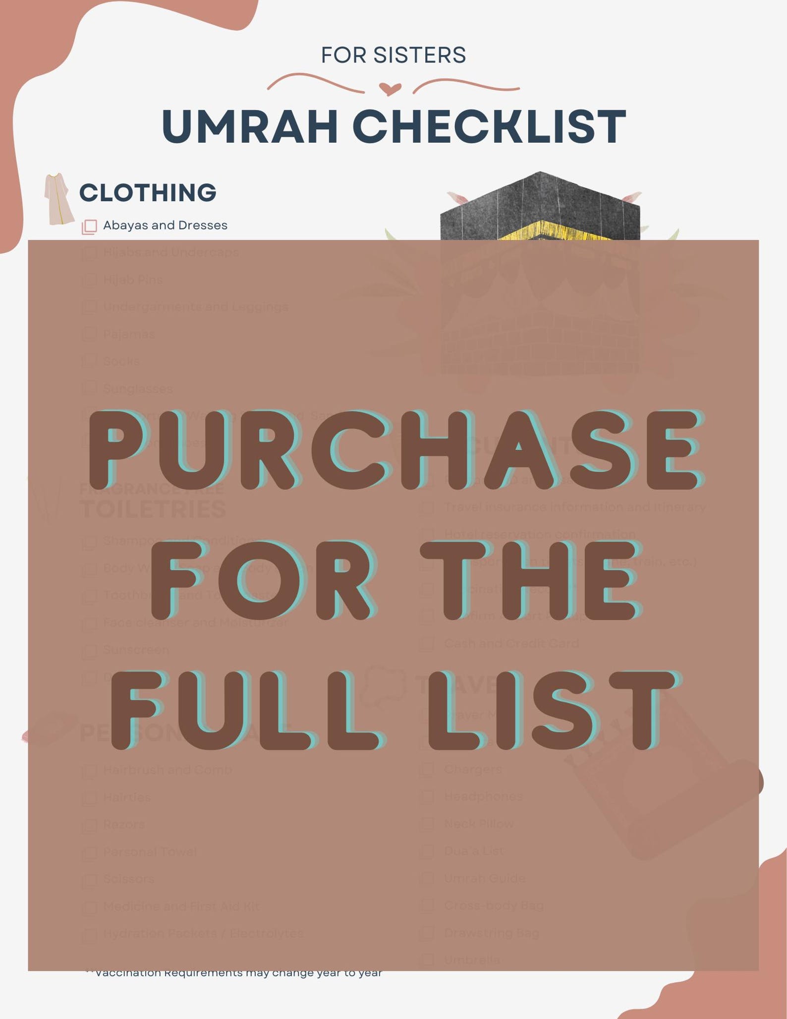 Ultimate Umrah Packing List – Printable Umrah Travel Checklist - Simple ...