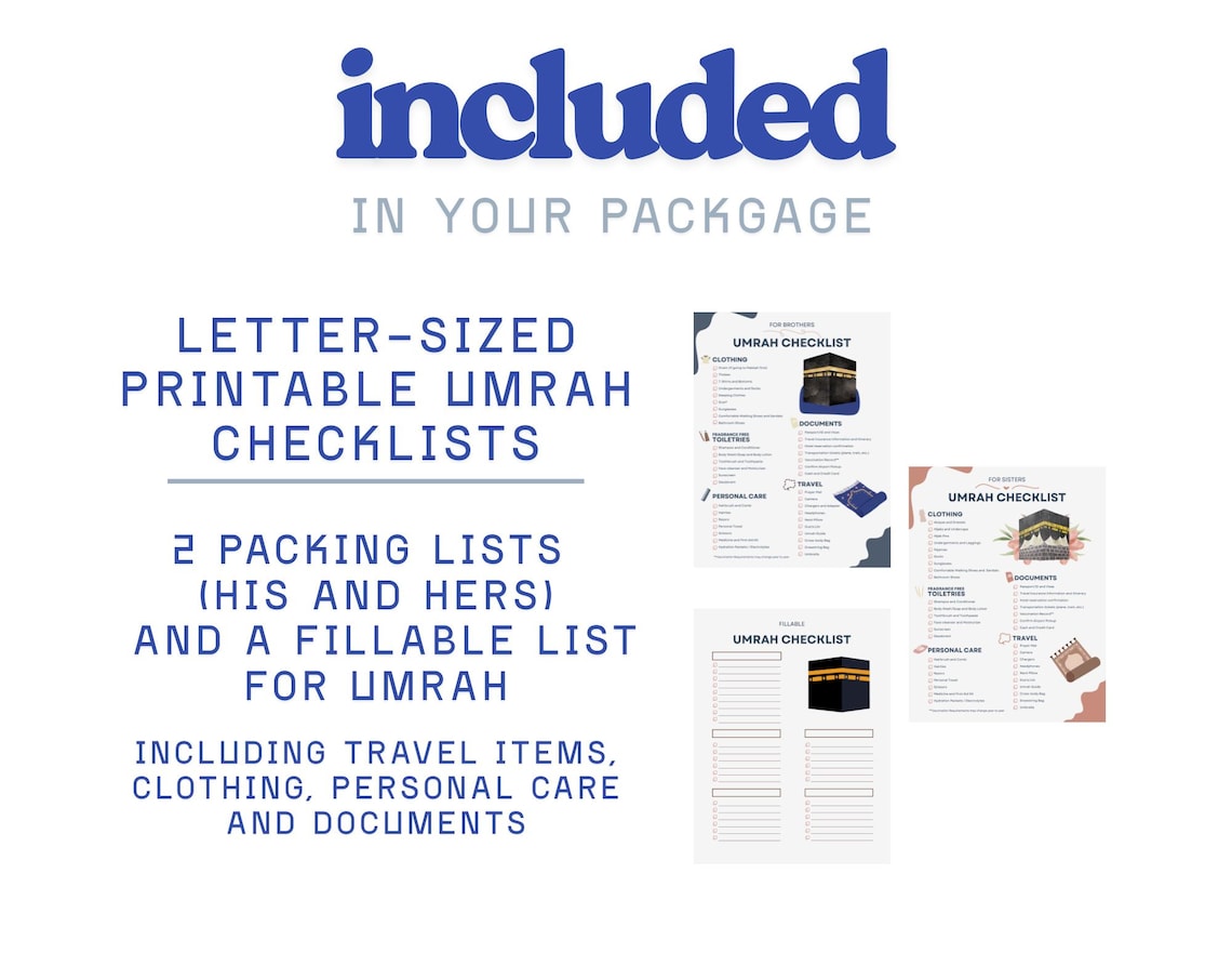 Ultimate Umrah Packing List – Printable Umrah Travel Checklist - Simple ...
