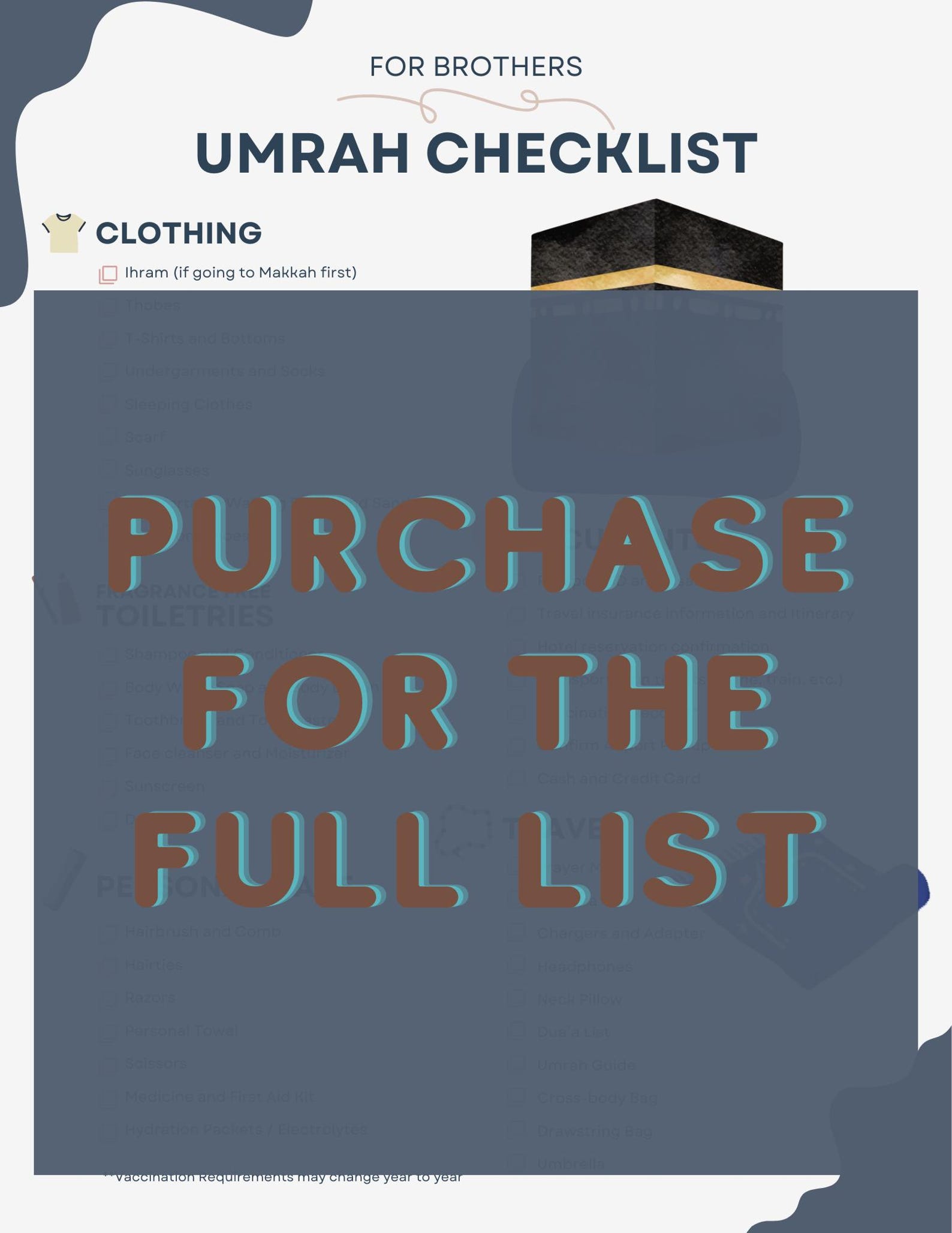 Ultimate Umrah Packing List – Printable Umrah Travel Checklist - Simple ...