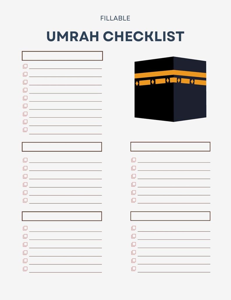 Ultimate Umrah Packing List – Printable Umrah Travel Checklist - Simple ...