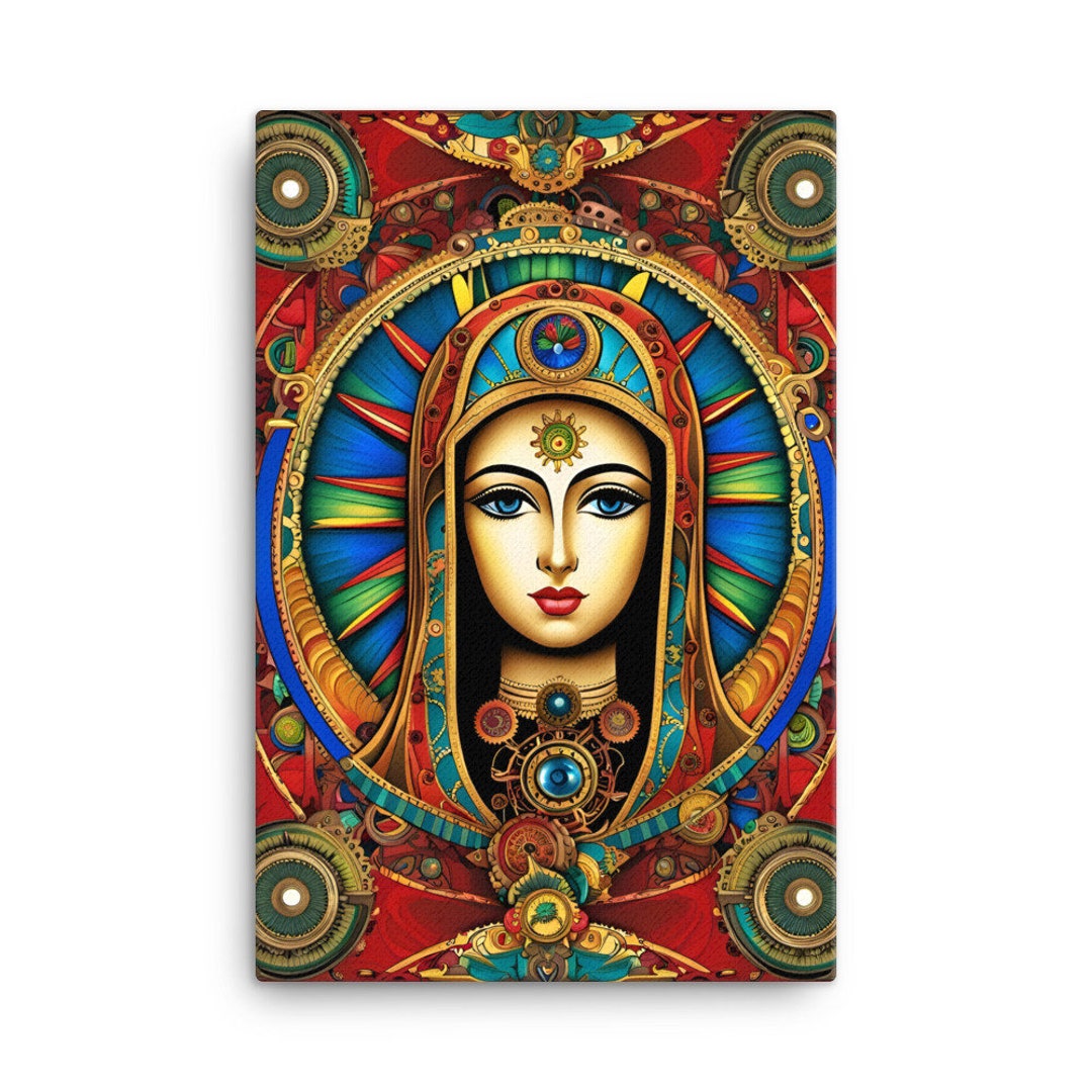 Multi Colored Lady of Guadalupe 24x36 Gallery Canvas Printed Ready to ...