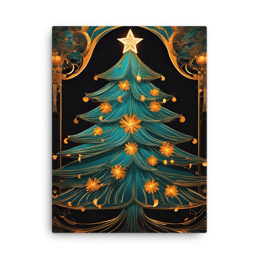 Art Deco Christmas Tree Canvas 18x24 Ready to Hang Wall Art Canvas ...