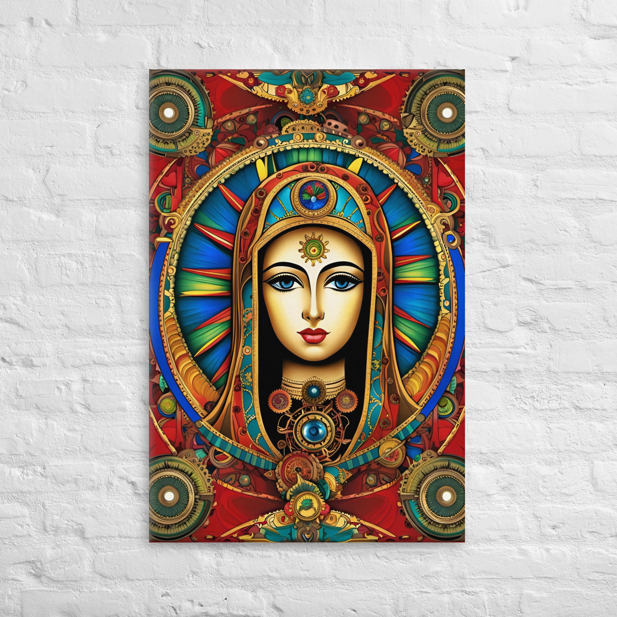 Multi Colored Lady of Guadalupe 24x36 Gallery Canvas Printed Ready to ...