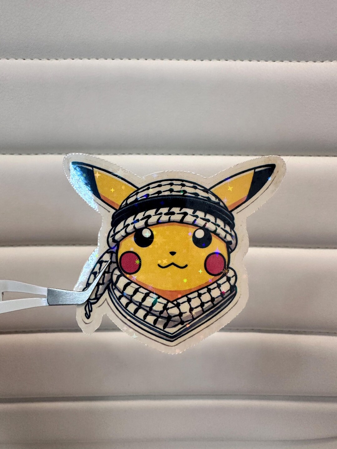 Pikachu Wearing Palestinian Kuffiyeh Holographic Sticker - Etsy