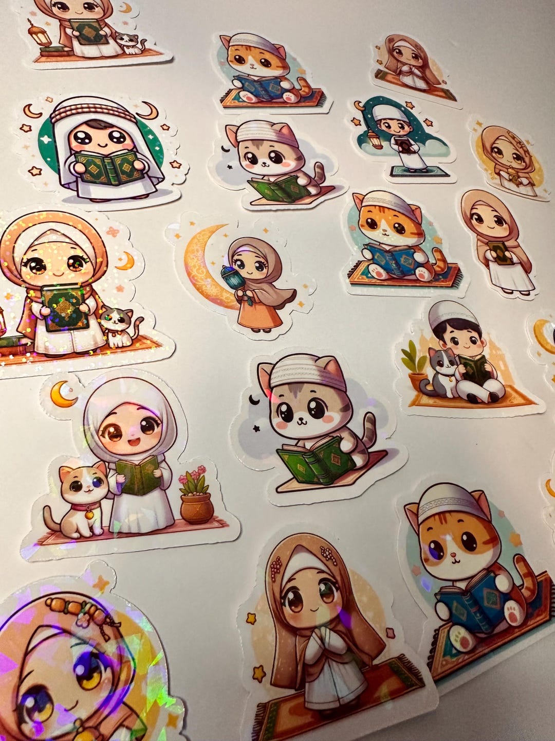 Cute Muslim Kids Holographic Stickers Set | Muslim Kids Stickers Great ...