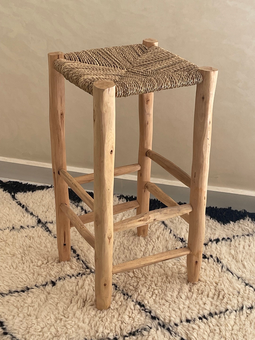 Moroccan Bar Stool Made of Laurel Wood - Etsy