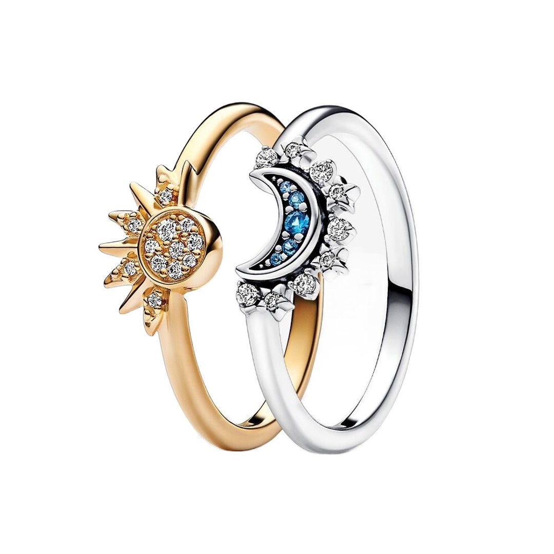 Pandora Moon and Star Ring Set S925 Ale - Etsy UK