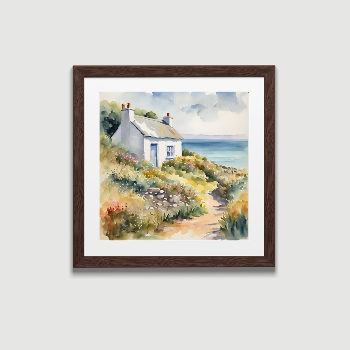 Set of 4 Cornish Seaside Cottage Watercolour Paintings Cornwall England ...