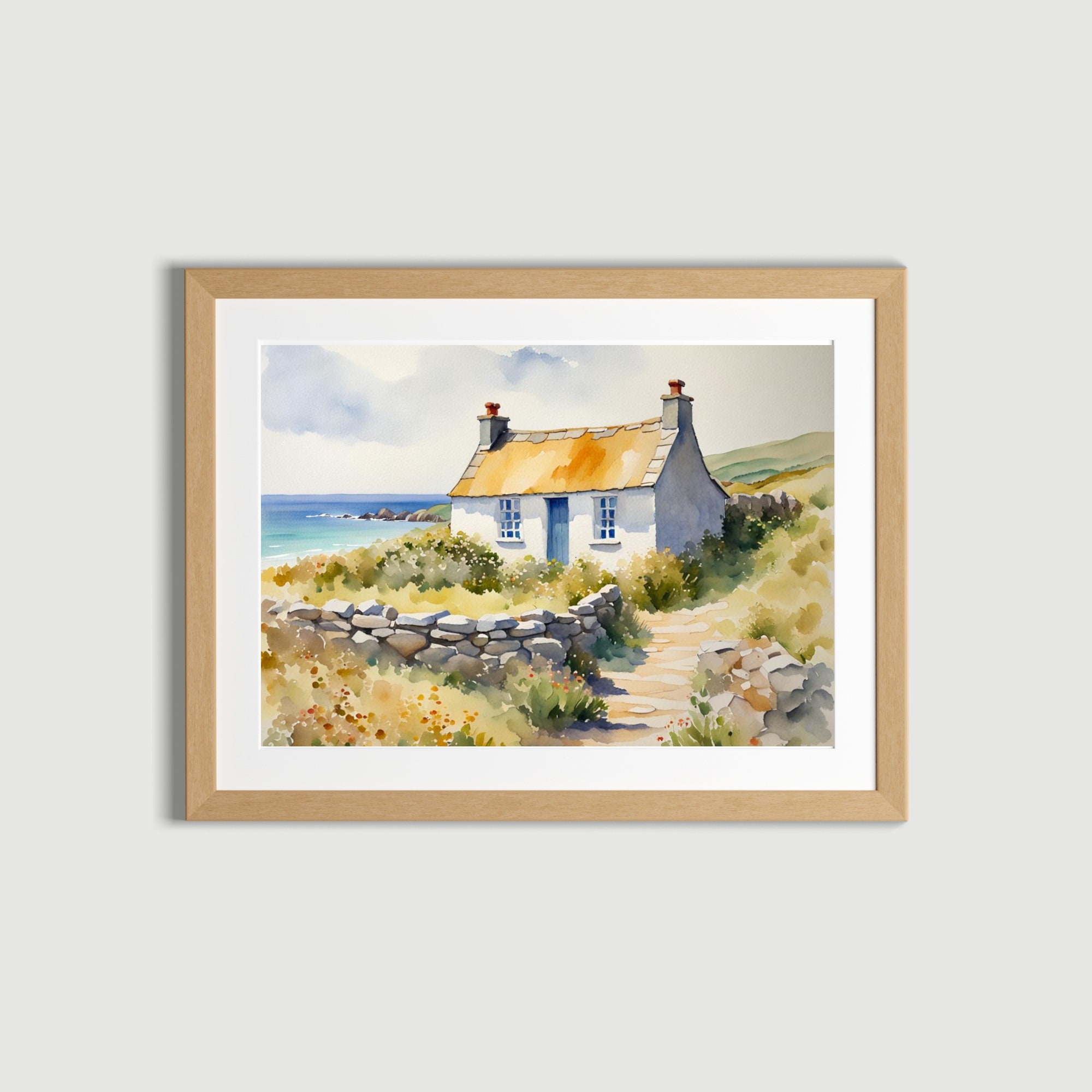 Cornish Seaside Cottage Watercolour Painting | Cornwall England | House ...