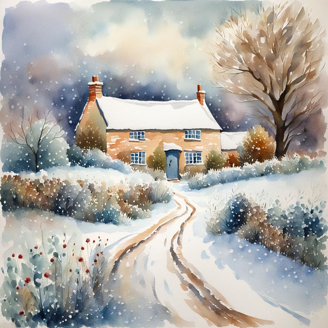 Cotswold Water Color House Painting Country Garden Landscape Printable ...