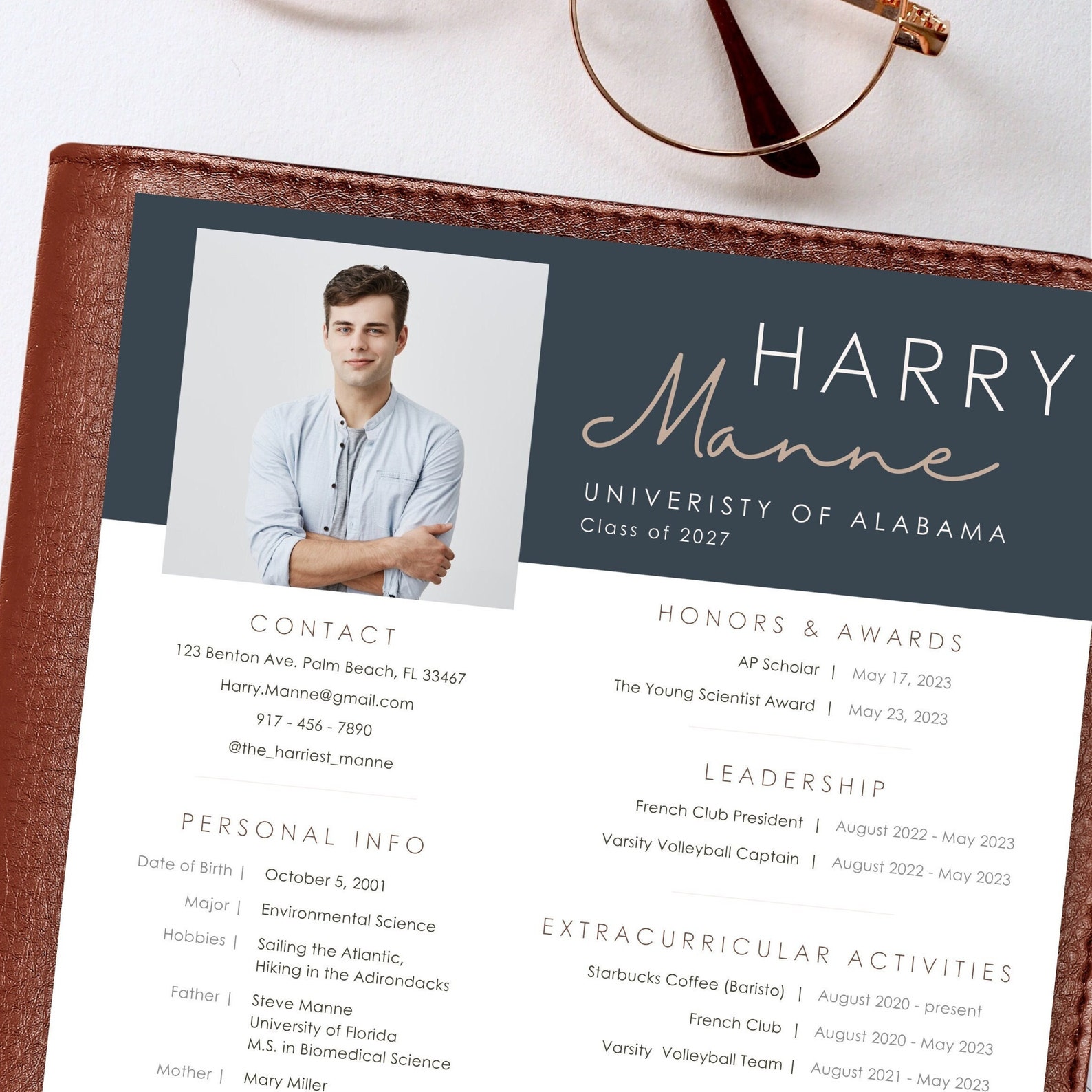 Fraternity Photo Resume Template; Social Resume Template and Cover ...