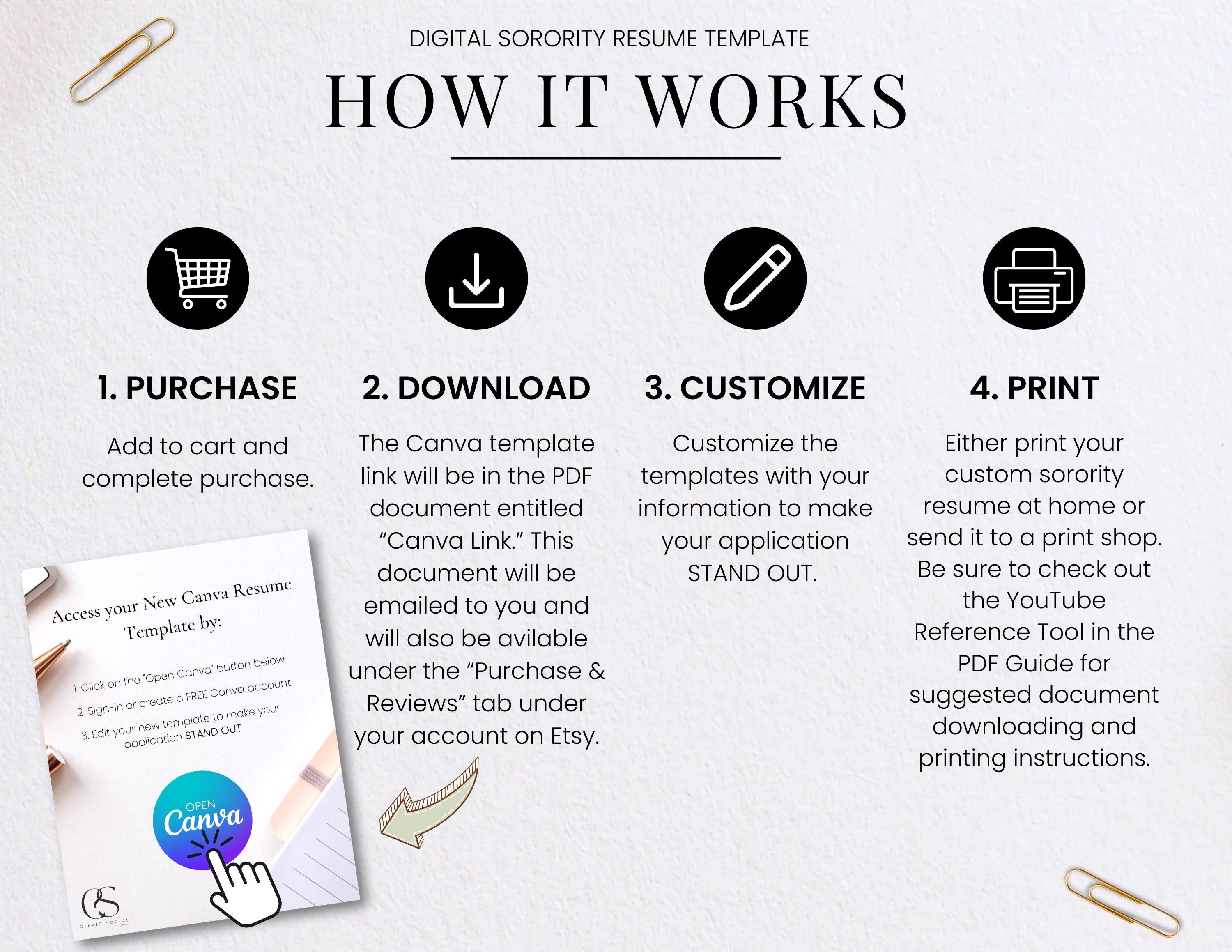 Editable Blue Sorority Resume Template, Cute Canva Design With Photo ...