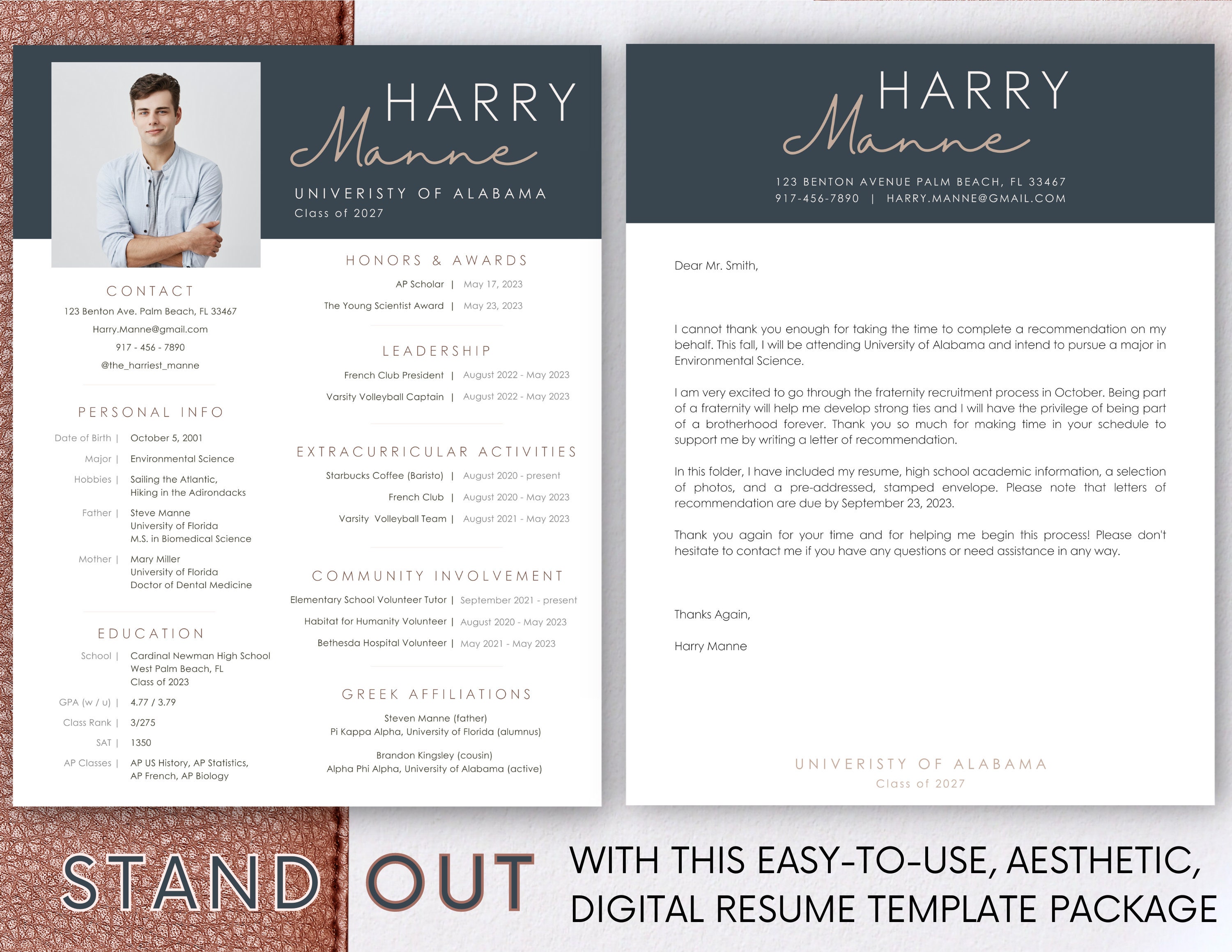 Fraternity Photo Resume Template Social Resume Template and - Etsy