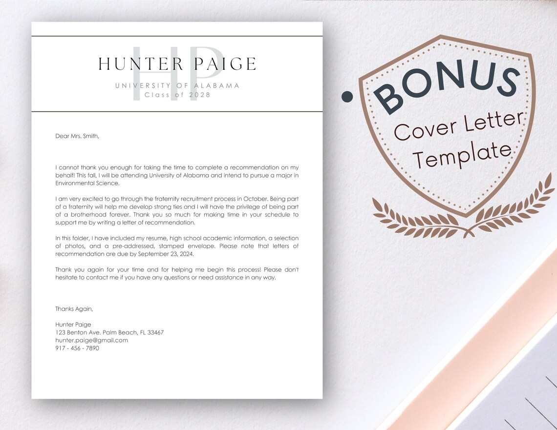 Fraternity Resume Template With Photo; Social Resume Template and Cover ...