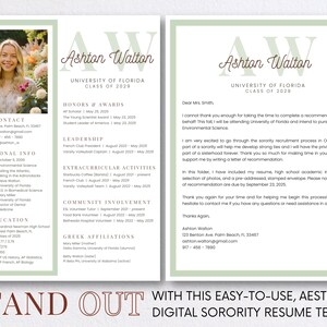 Editable Sage Green Sorority Resume Template, Canva Design With Photo ...