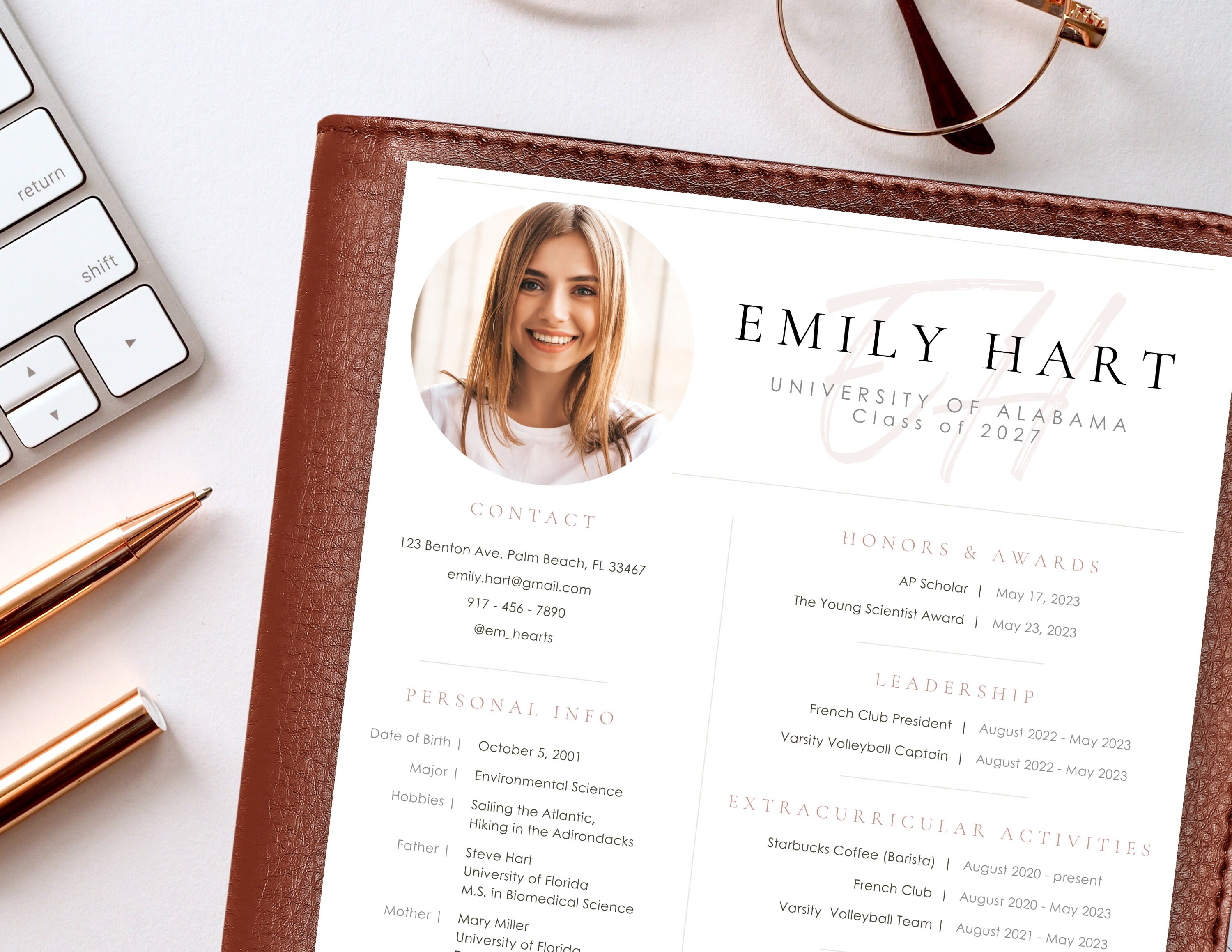 Sorority Resume Template With Photo Rush Resume Template and Cover ...