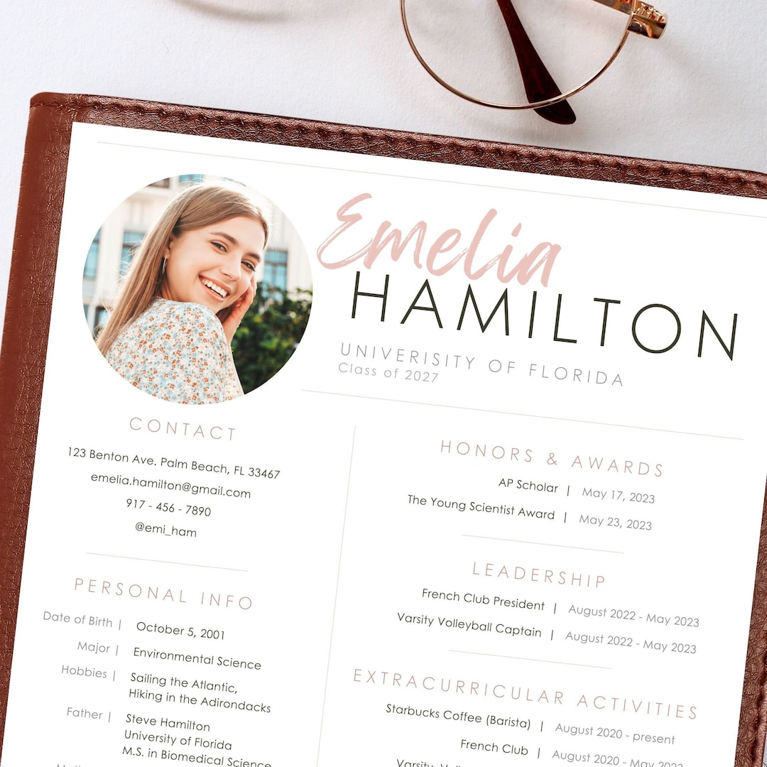 Sorority Resume Template With Photo; Rush Resume Template and Cover ...
