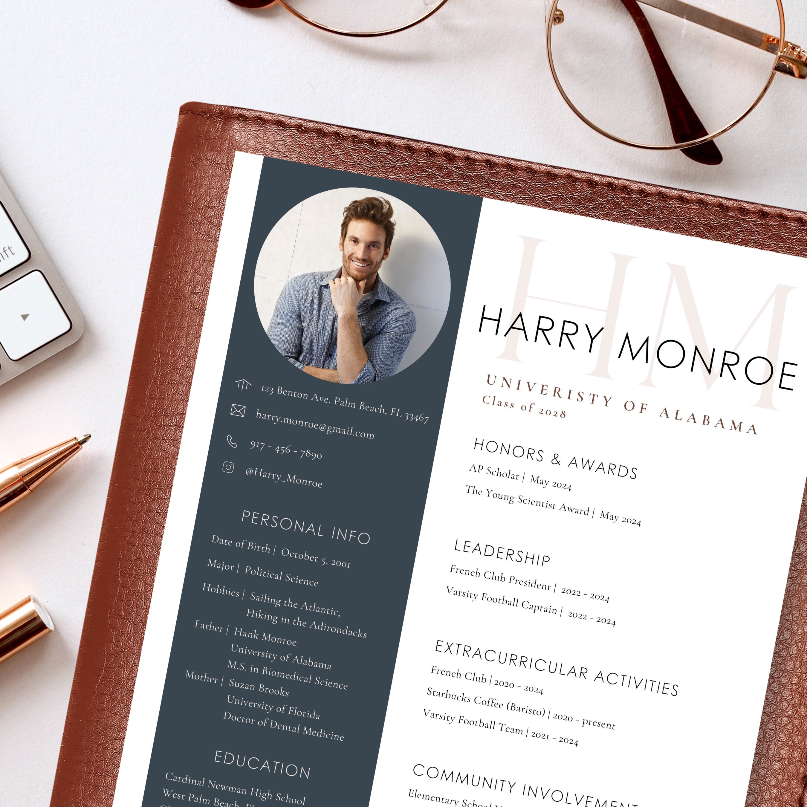 Fraternity Resume Template With Photo; Social Resume Template and Cover ...