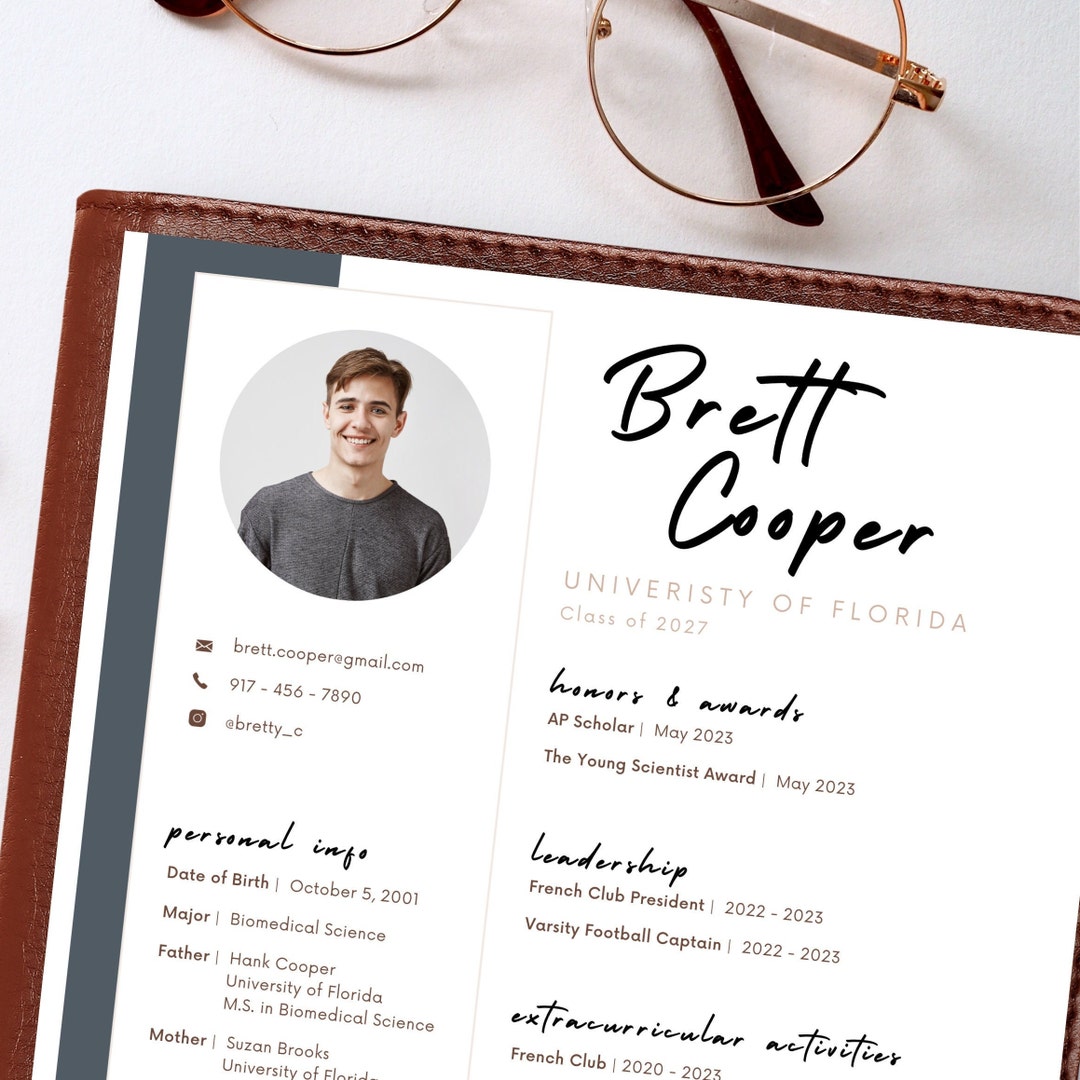 Fraternity Resume Template With Photo; Rush Resume Template and Cover ...