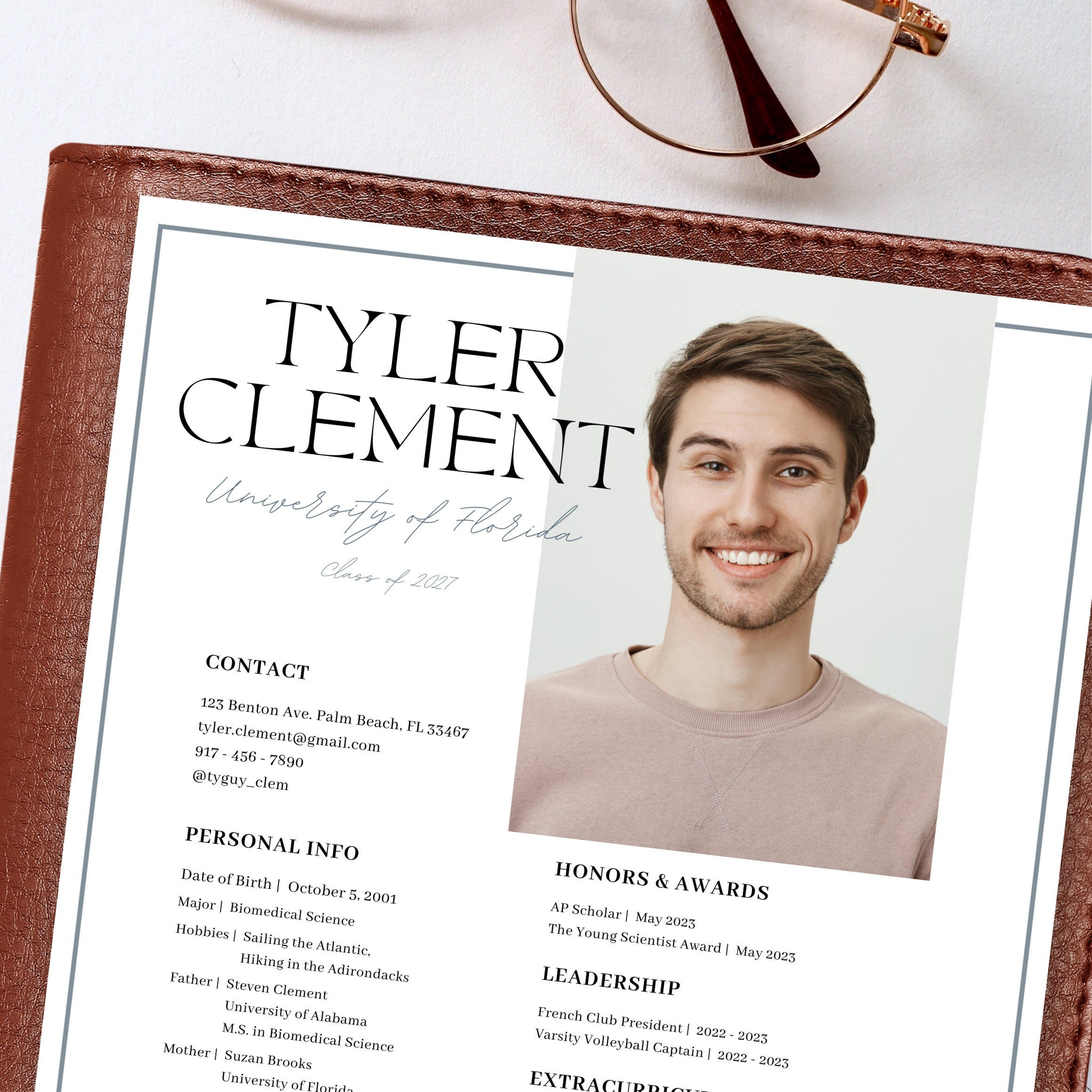 Fraternity Resume Template With Photo; Social Resume Template and Cover ...