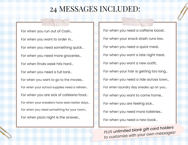 College Survival Kit Gift Card Holder Set: Custom Printable Canva ...