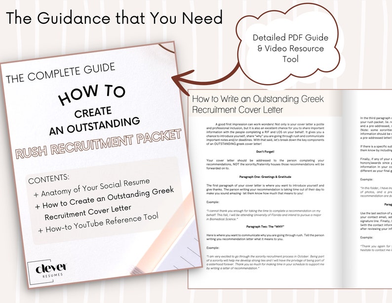 Sorority Rush Resume Template, Customizable PNM Recruitment CV for ...