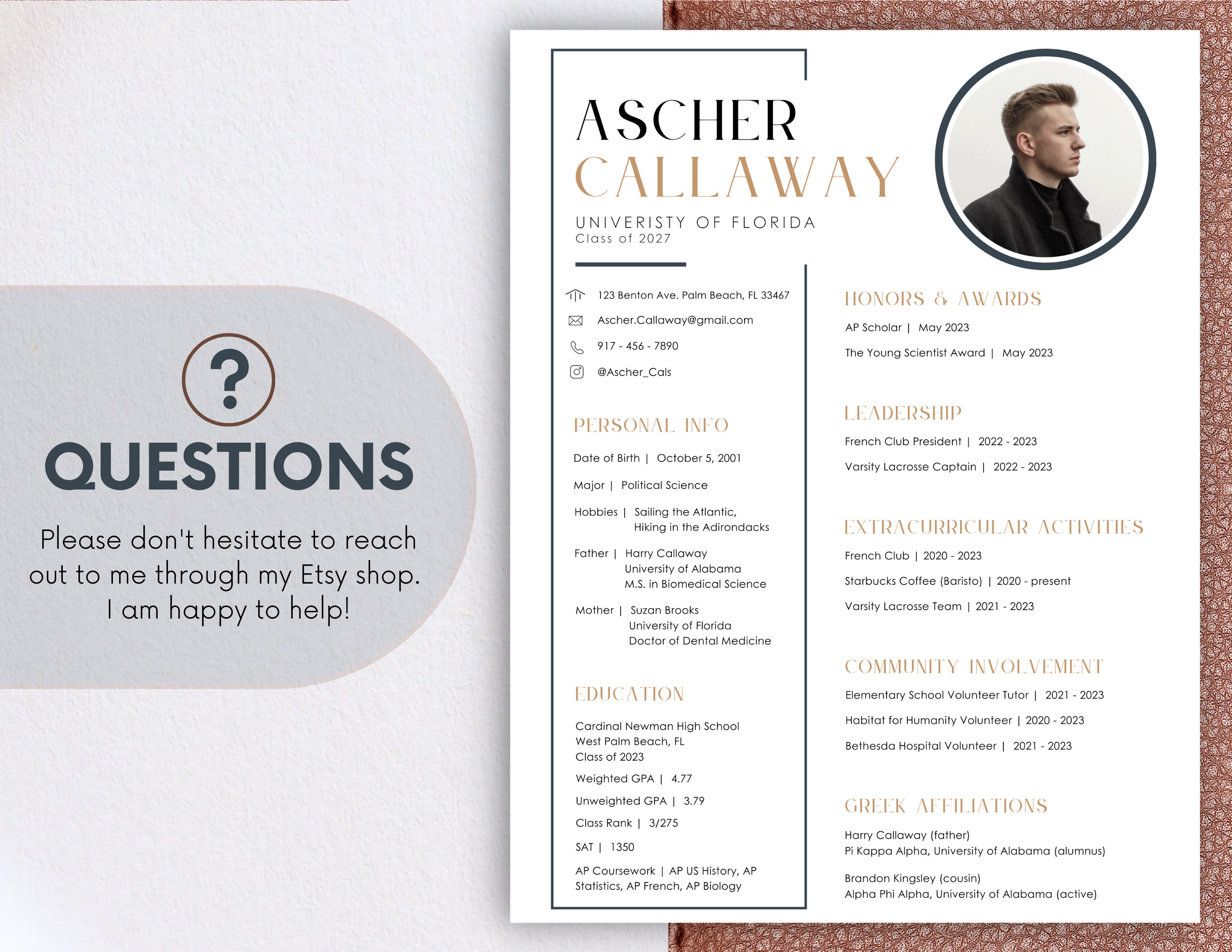 Fraternity Resume Template With Photo Social Resume Template and Cover ...