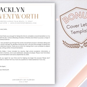 Sorority Resume Template With Photo; Rush Resume Template and Cover ...