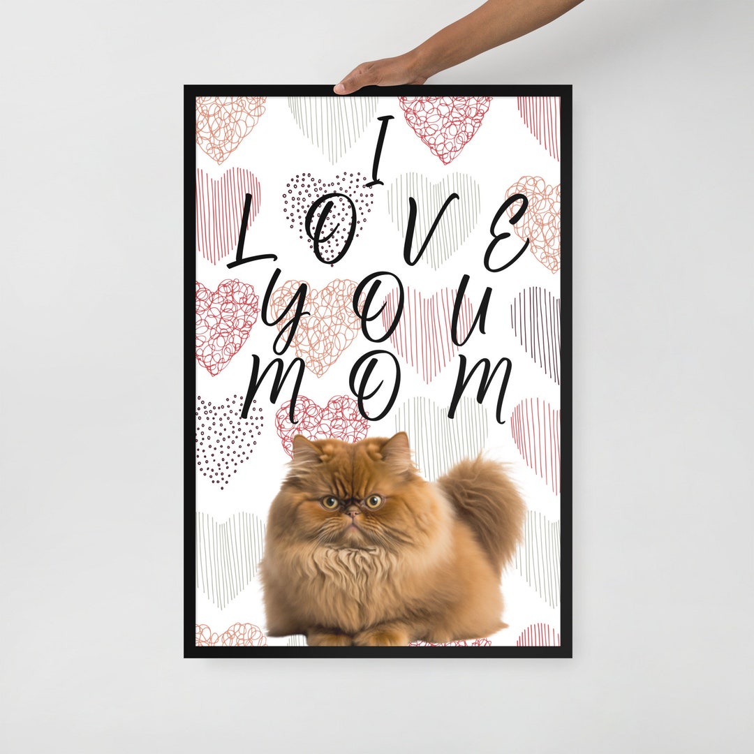 I LOVE YOU Framed Cat Poster - Etsy