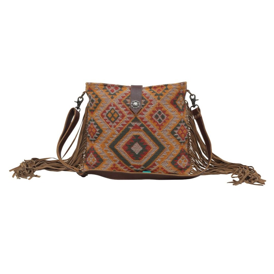 Sedona Aztec Fringed Leather Shoulder Bag-southwest Cowhide Leather ...
