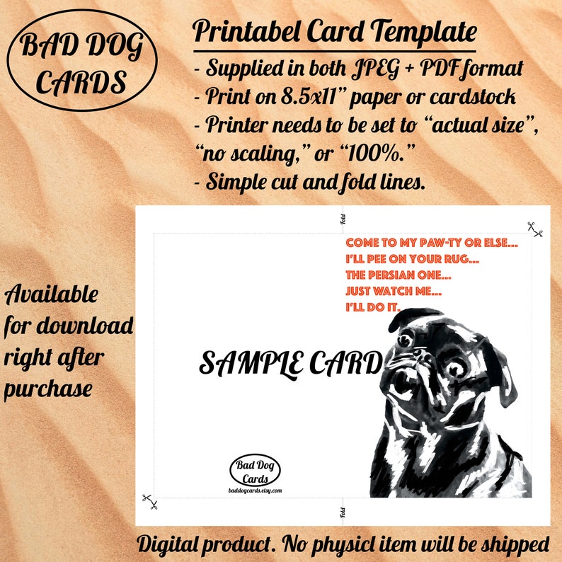 Printable Dog Greeting Card, Printable Birthday Card Funny, Digital ...