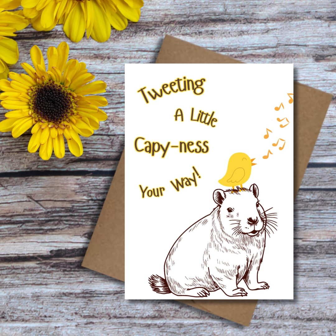 Cute Capybara Encouragement Card, Capyness Pun Get Well Card, Punny ...