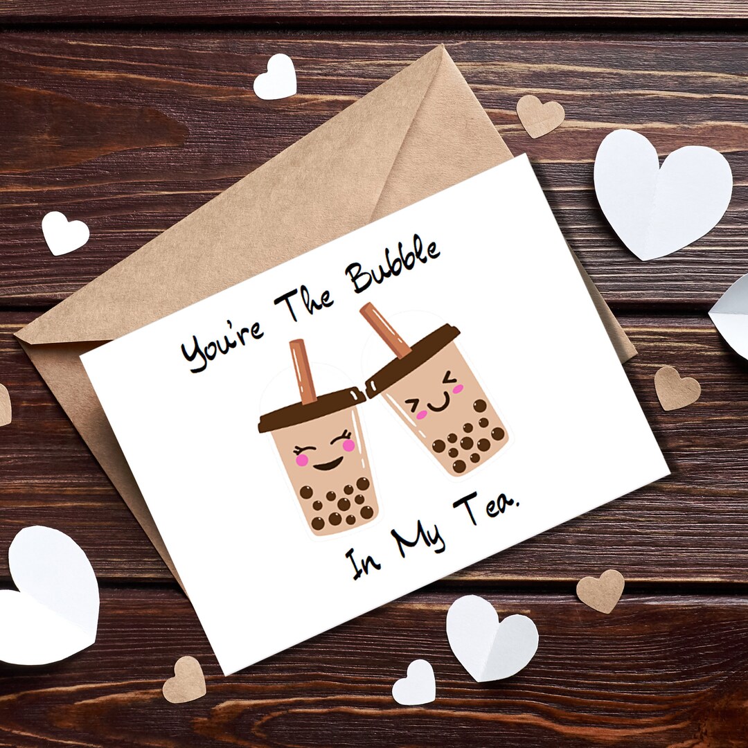 Adorable Bubble Tea Card: Kawaii Boba Anniversary, Friendship Card - Etsy