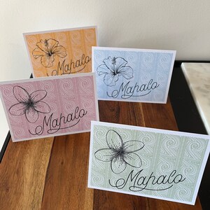 Hawaiian Mahalo Thank You Notecard Set: Tropical Gratitude Stationery ...