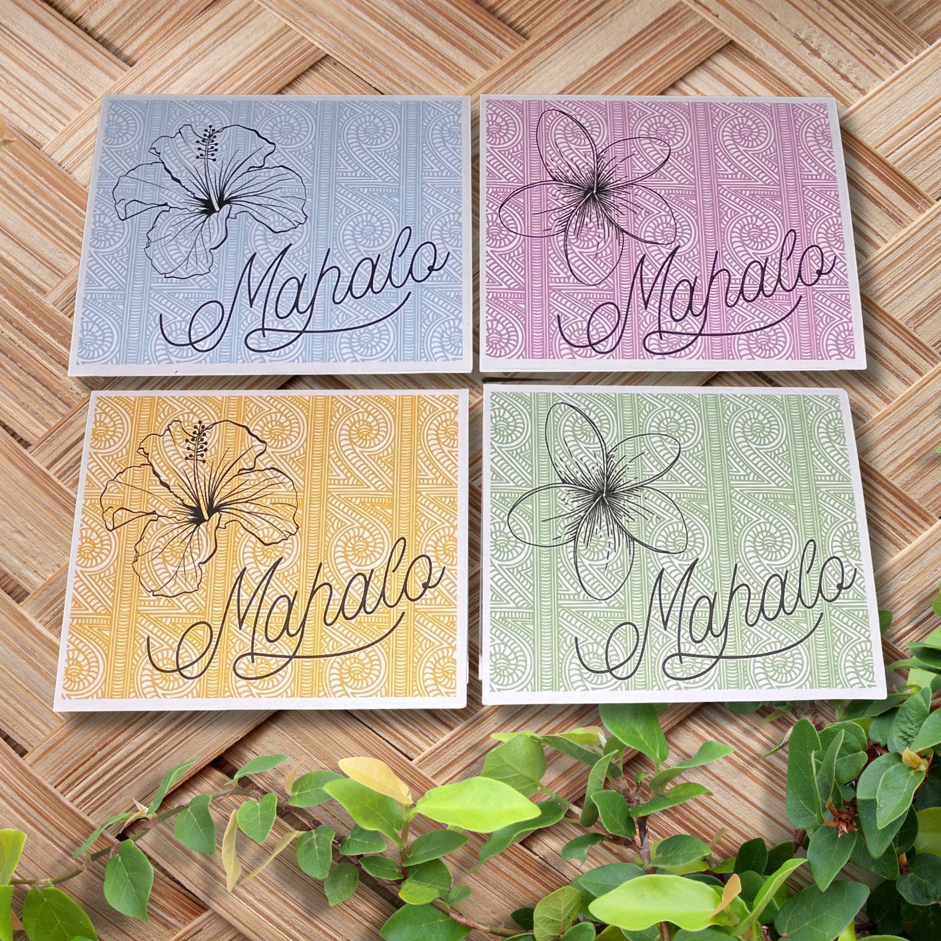 Hawaiian "mahalo" Thank You Notecard Set, Gratitude Card, Appreciation ...
