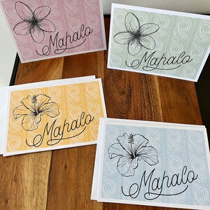 Hawaiian "mahalo" Thank You Notecard Set, Gratitude Card, Appreciation ...
