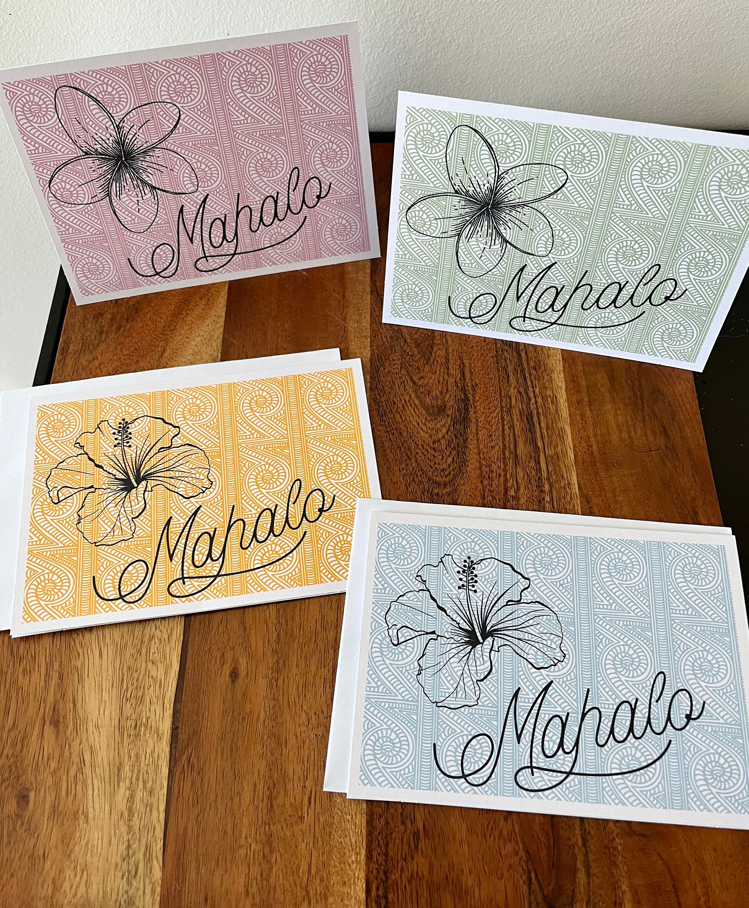 Hawaiian Mahalo Thank You Notecard Set: Tropical Gratitude Stationery ...