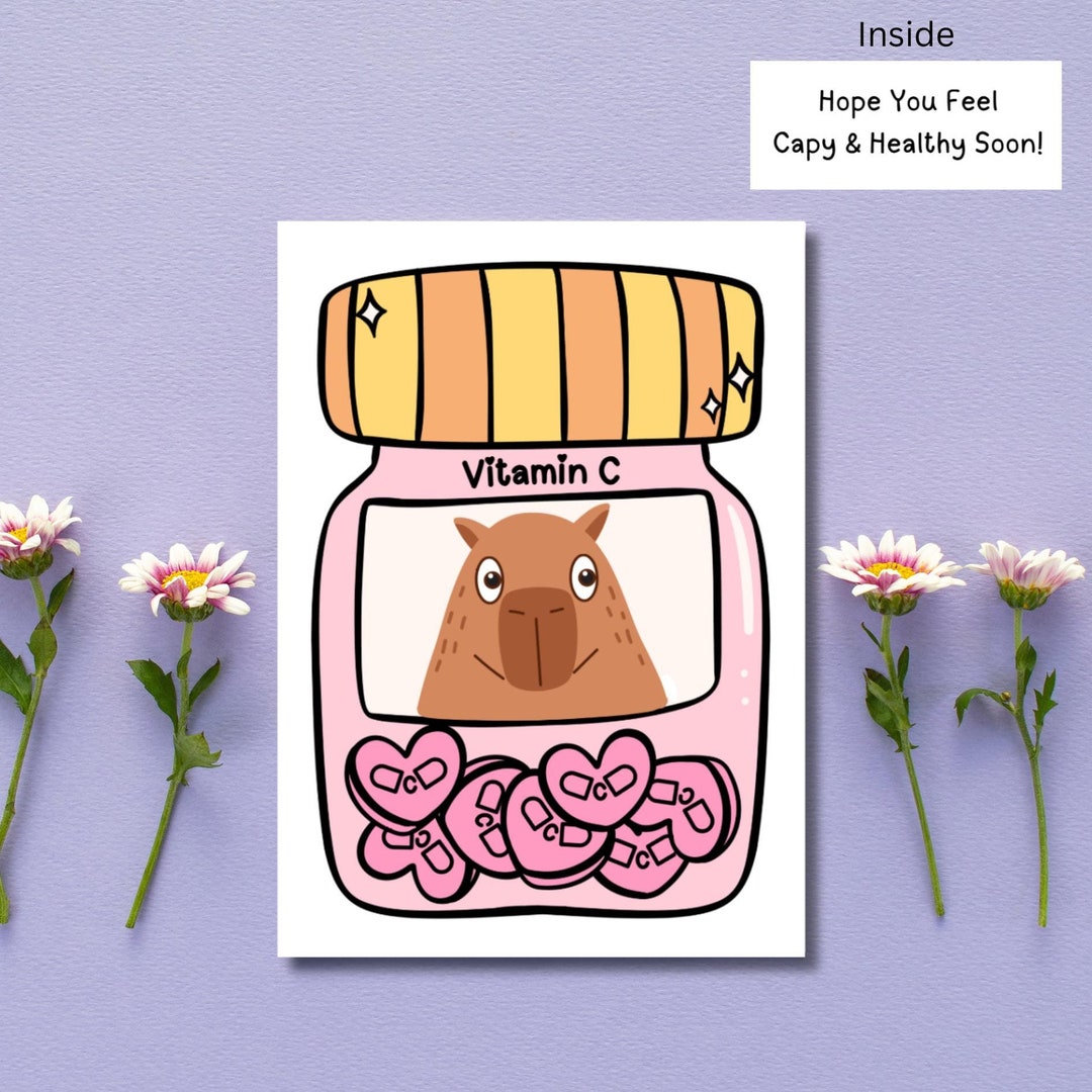 Kawaii Capybara Get Well Card: Punny Vitamin C Healing Wishes - Etsy