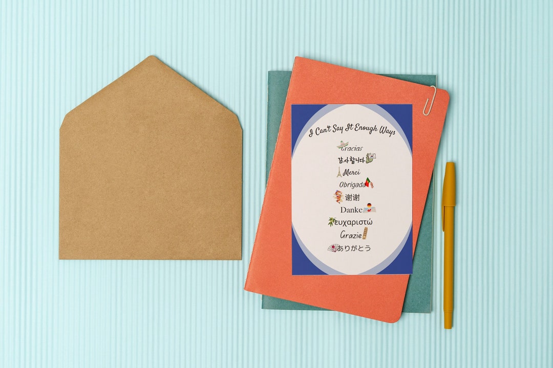 Multi-language Thank You Card Gratitude Card Appreciation - Etsy