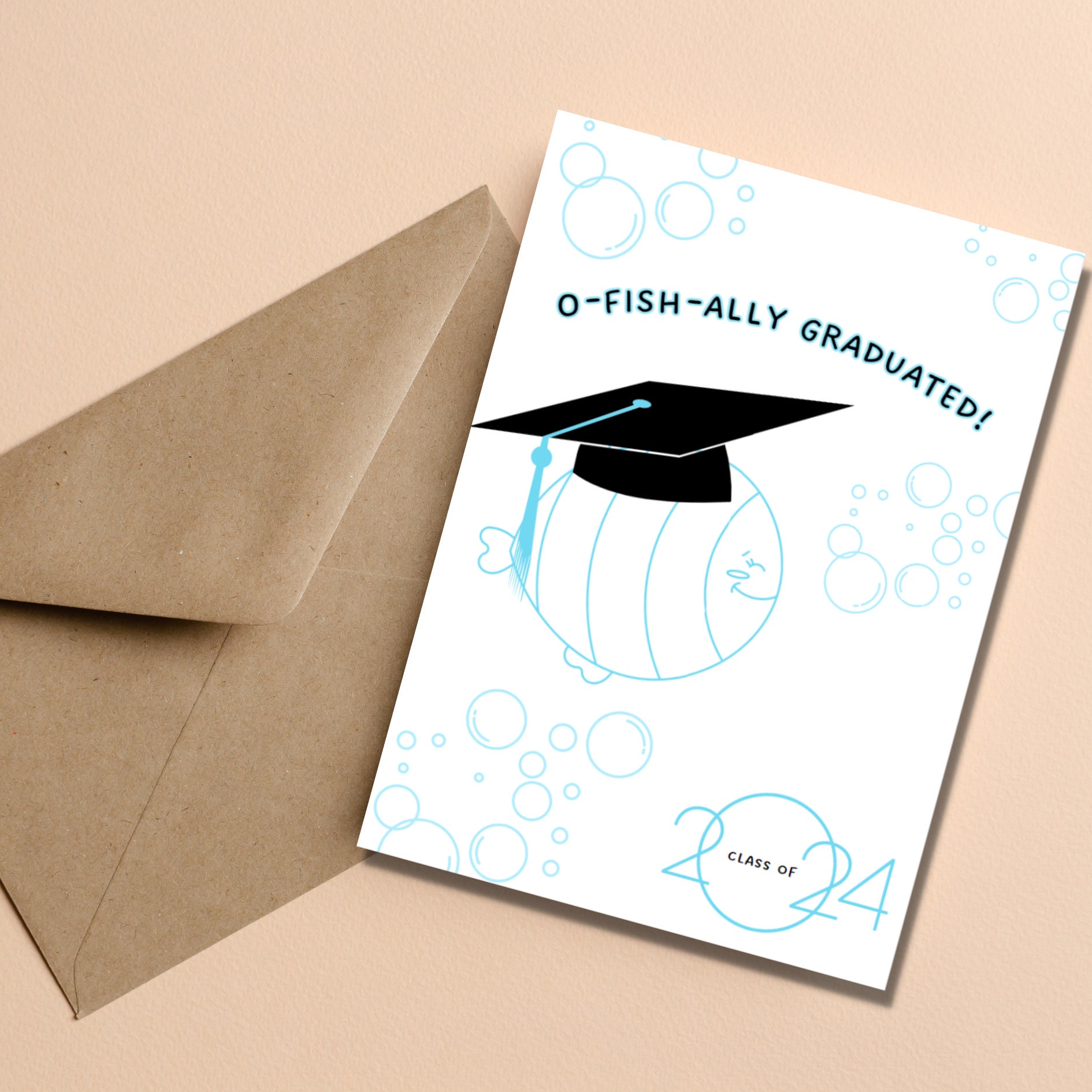 Fish Pun Graduation Card, O-fish-ally Graduated, High School Graduation ...