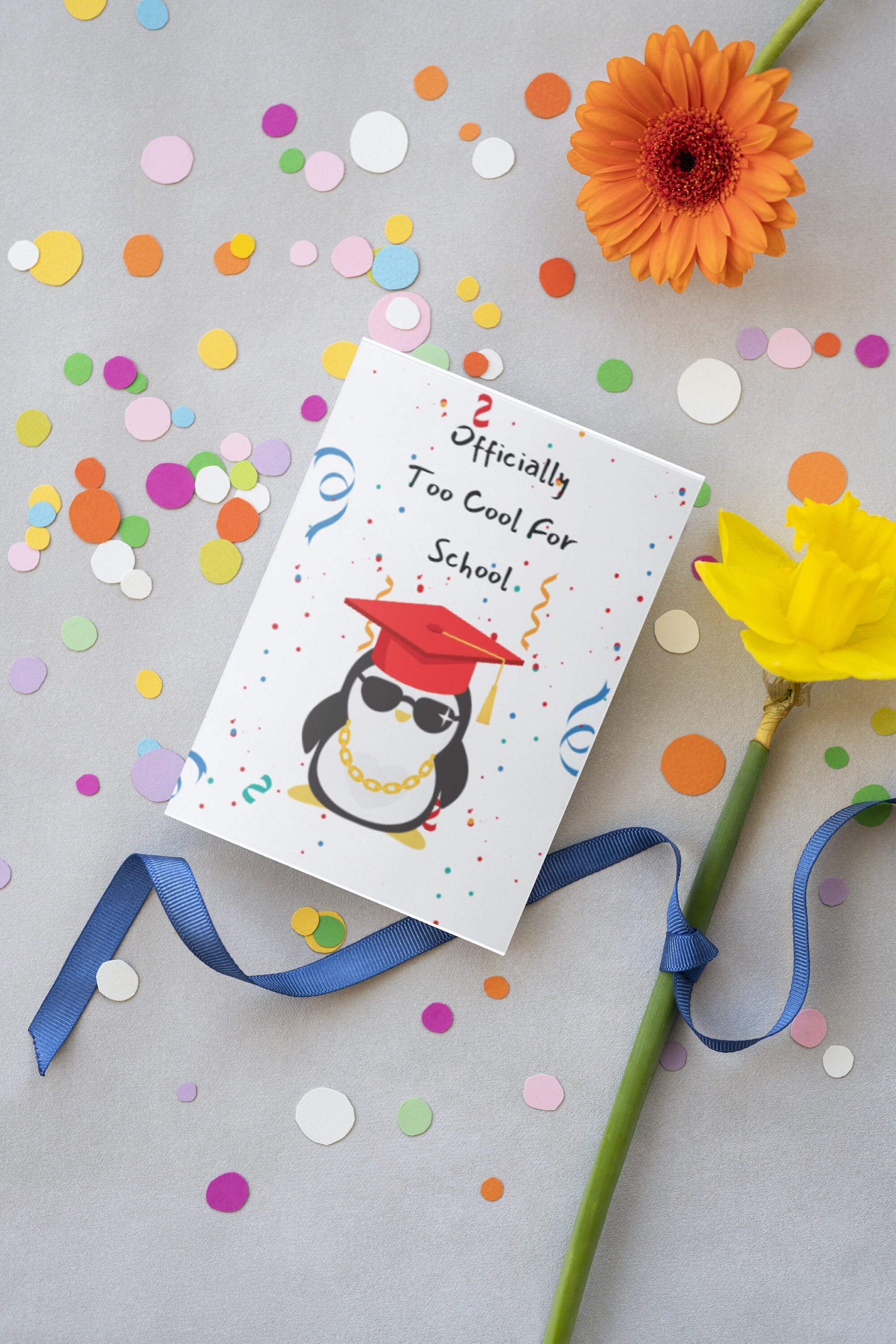 Fun Penguin Graduation Card, Too Cool for School Congratulations Card ...