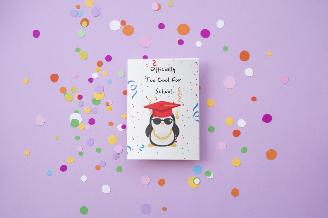 Fun Penguin Graduation Card, Too Cool for School Congratulations Card ...